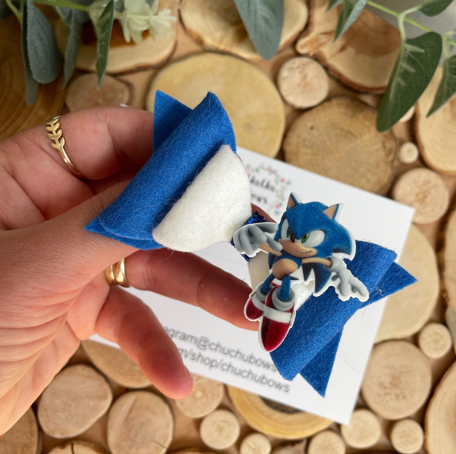 Sonic Bow-sonic Hair Bow-sonic Handmade Bow-sonic the Hedgehog Bow ...