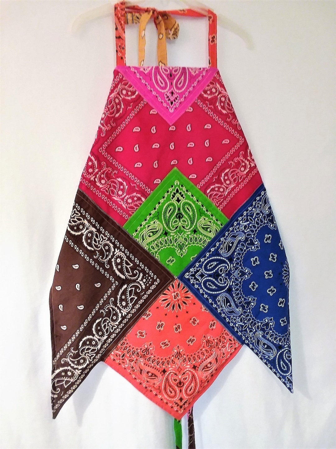 Apron Unisex Upcycled Bandana Bib Apron Handmade Full Apron Choice of 3 ...