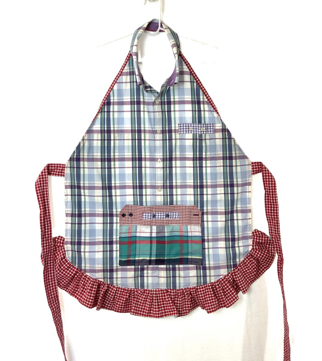 Upcycled Plaid Shirt Apron: Repurposed Cotton, One-of-a-kind - Etsy