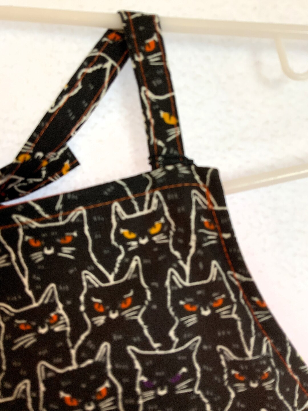 Handmade Halloween Apron: Glow-in-the-dark Creepy Cats, Lined Cotton ...