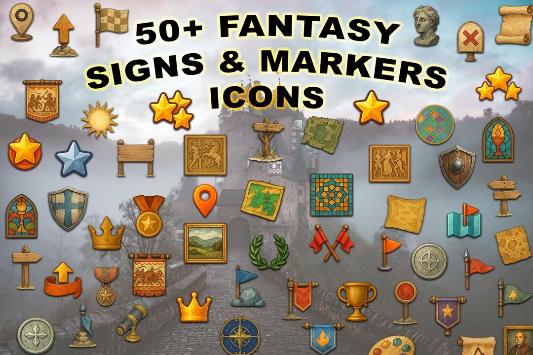 50+ Fantasy Signs & Markers Icons - Fantasy Style Art - Etsy