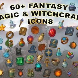 60+ Fantasy Magic and Witchcraft Icons - Fantasy Style Art - Etsy