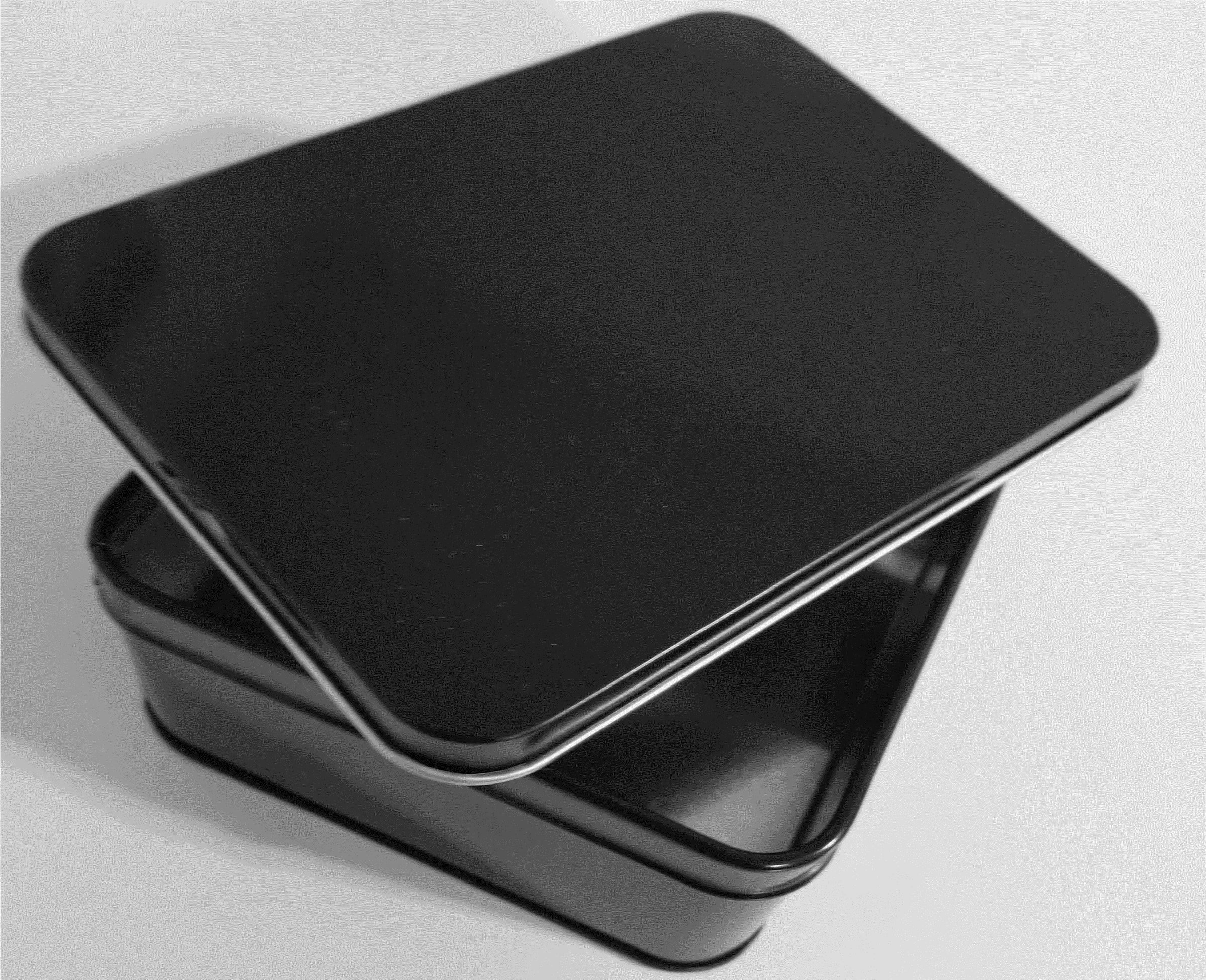 Large Black Metal Tin: Seamless Steel Storage (5.5"x4"x2") - Etsy