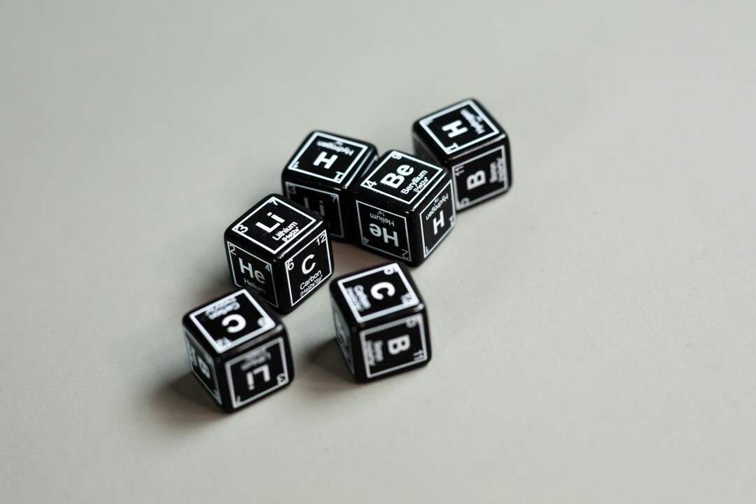Periodic Table Dice - Black 6 Dice Set - Etsy