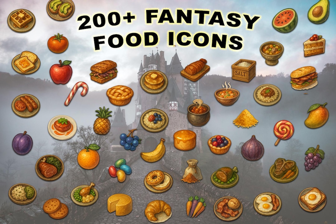 200+ Fantasy Food Icons - Fantasy Style Art - Etsy