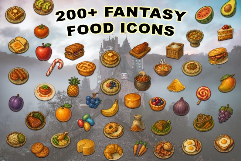 200+ Fantasy Food Icons - Fantasy Style Art - Etsy