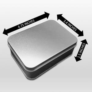 Tall Medium Silver Tin - Silver Metal Tin - Rectangle Tin - 4.75"x3.4 ...