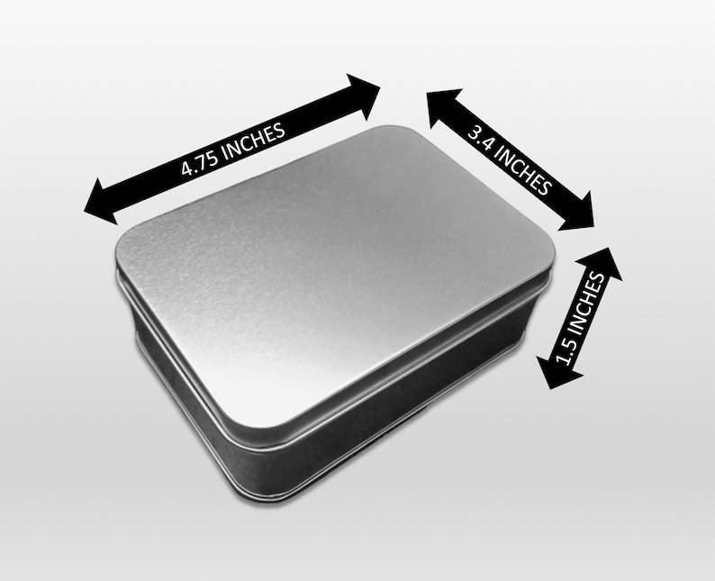 Medium Silver Metal Tin: Rectangle Storage Container (4.75x3.4x1.5