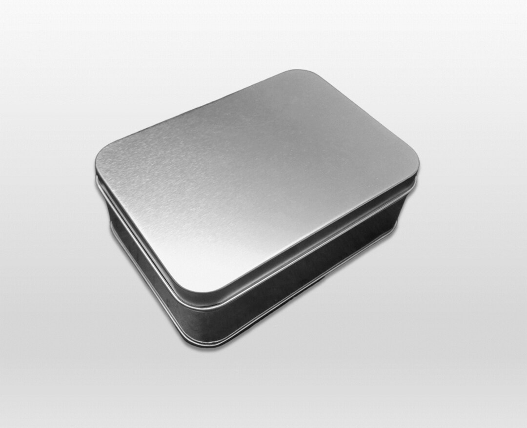 Tall Medium Silver Tin - Silver Metal Tin - Rectangle Tin - 4.75"x3.4 ...