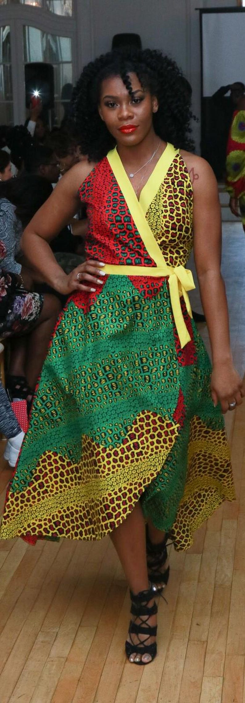 Adamma African Print Wrap Dress With Ties - Etsy