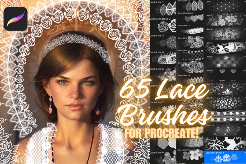 65 Lace Brushes for Procreate - for Commercial Use - Free Support - Premium Lace Brushes for ...