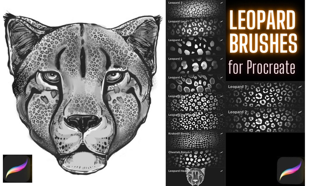 Leopard Fur Brushes for Procreate - Leopard Animal Fur Brushes - Easy ...