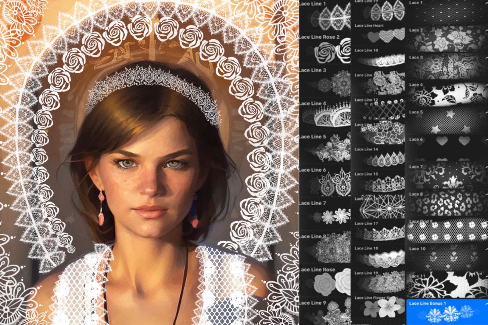 65 Lace Brushes for Procreate - for Commercial Use - Free Support ...