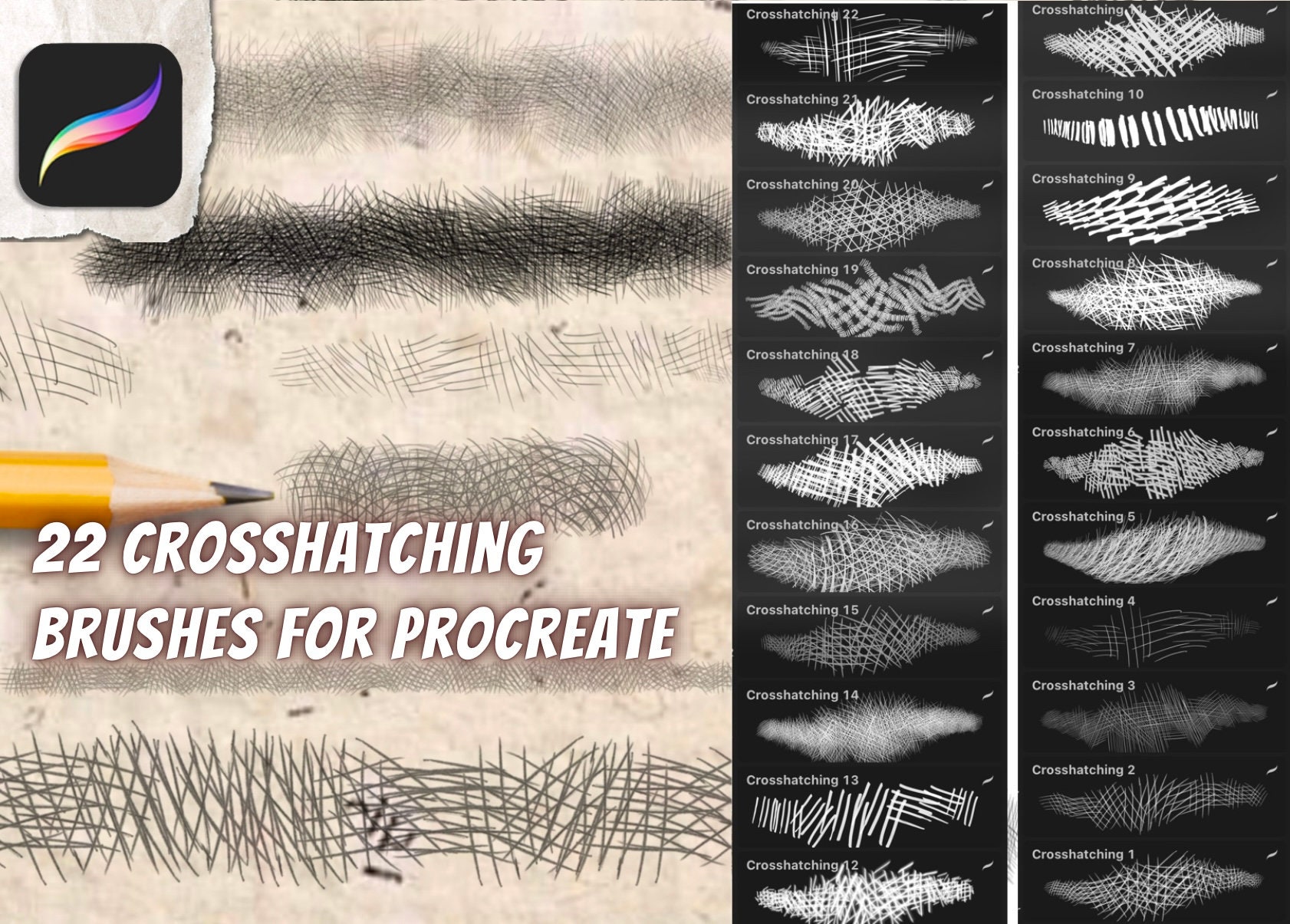 Procreate Crosshatching Brushes for Commercial Use Free Support, Cross ...