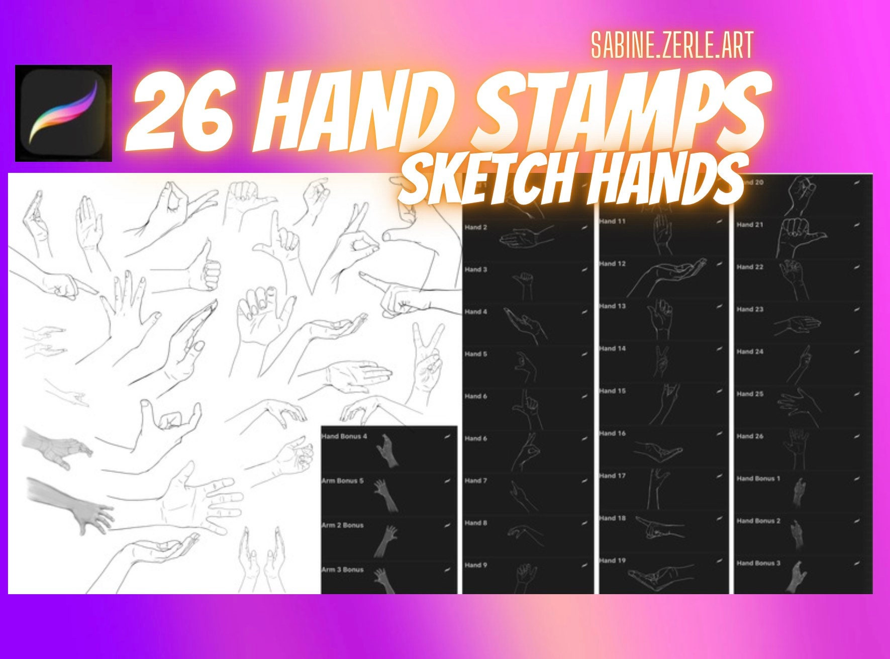 26 Hand Stamps for Procreate - Etsy