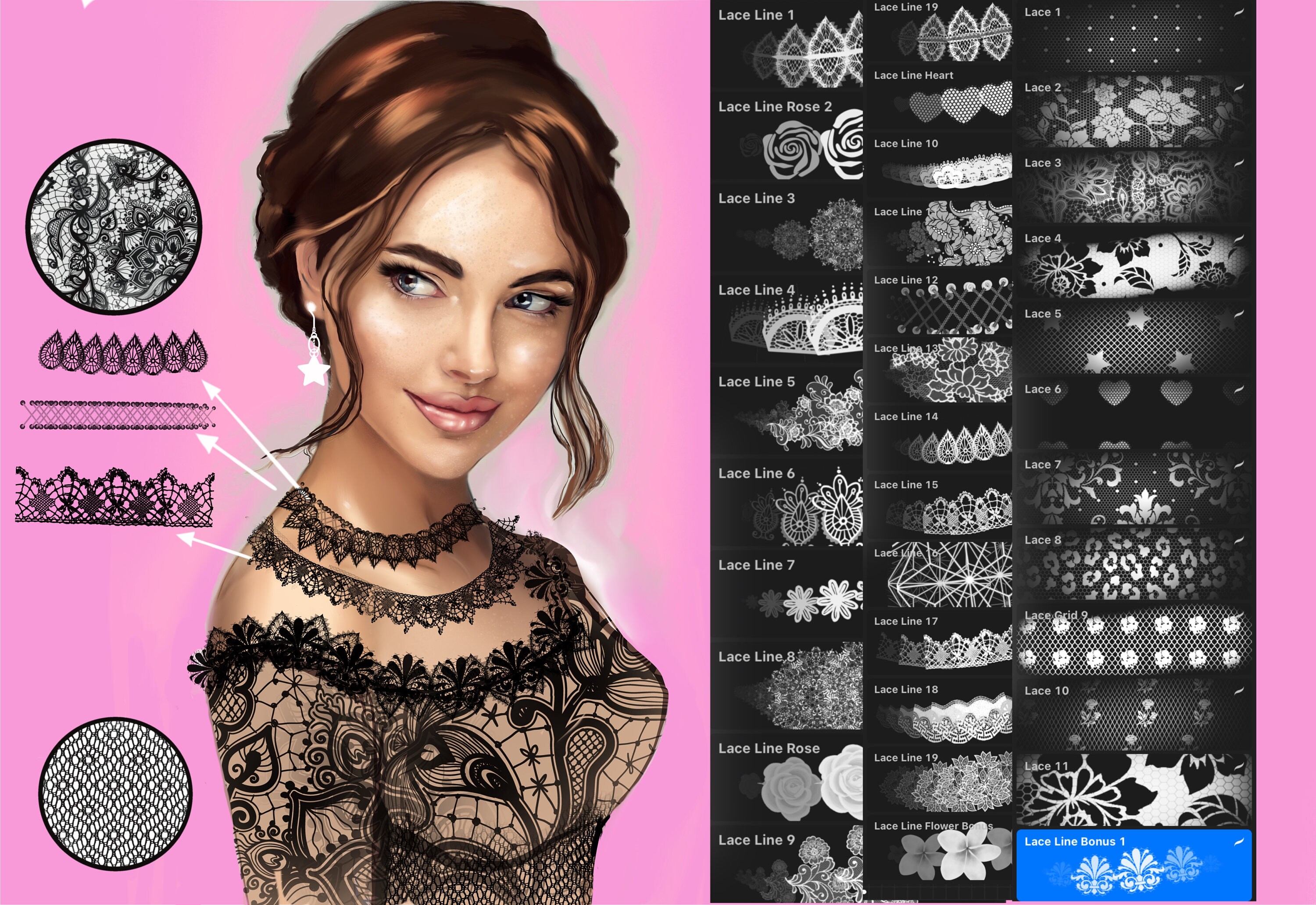 65 Lace Brushes for Procreate - for Commercial Use - Free Support ...