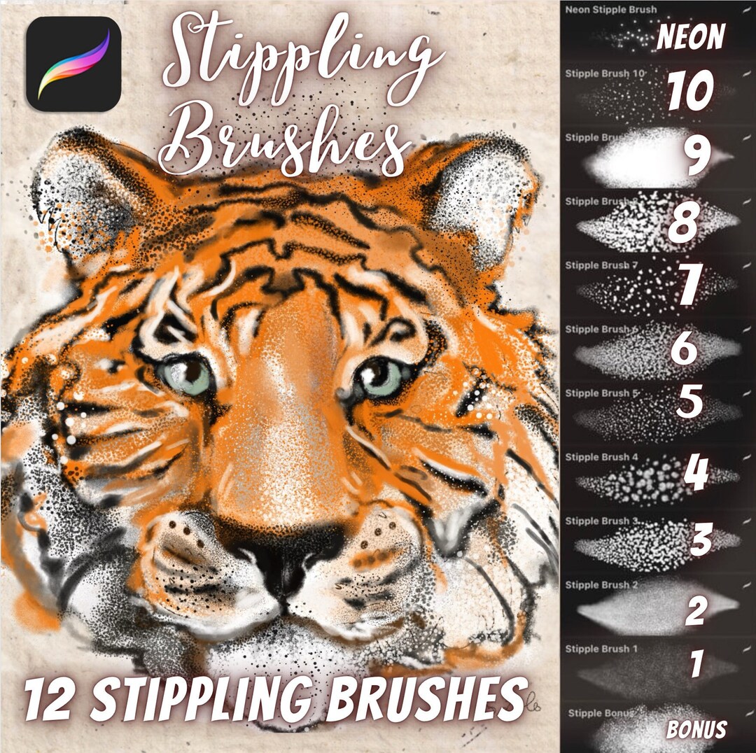 Procreate Stipple Brushes for Commercial Use Free Support, Dot Hatching ...