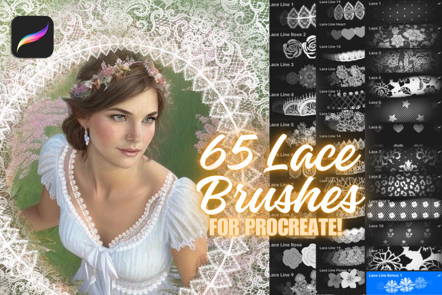 65 Lace Brushes for Procreate - for Commercial Use - Free Support ...