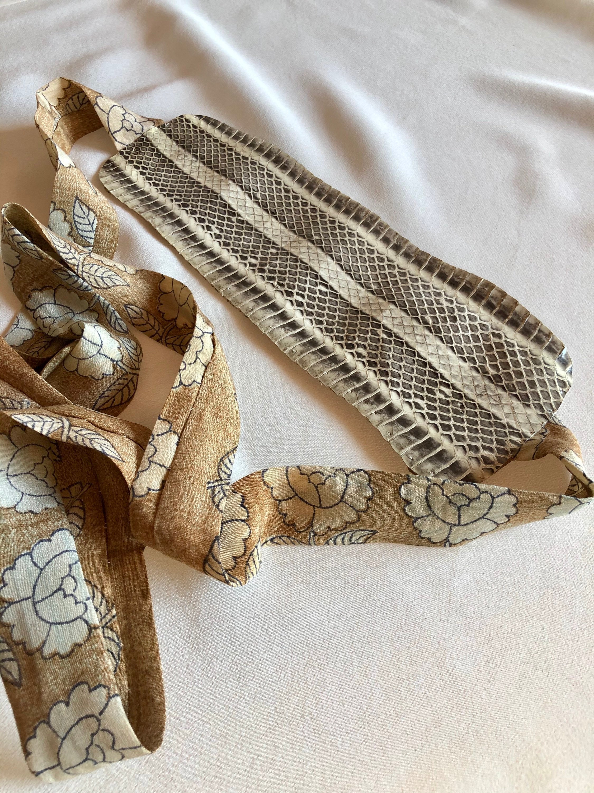 Cintura in Vera Pelle Di Serpente Cintura in Pura Seta Crepe - Etsy