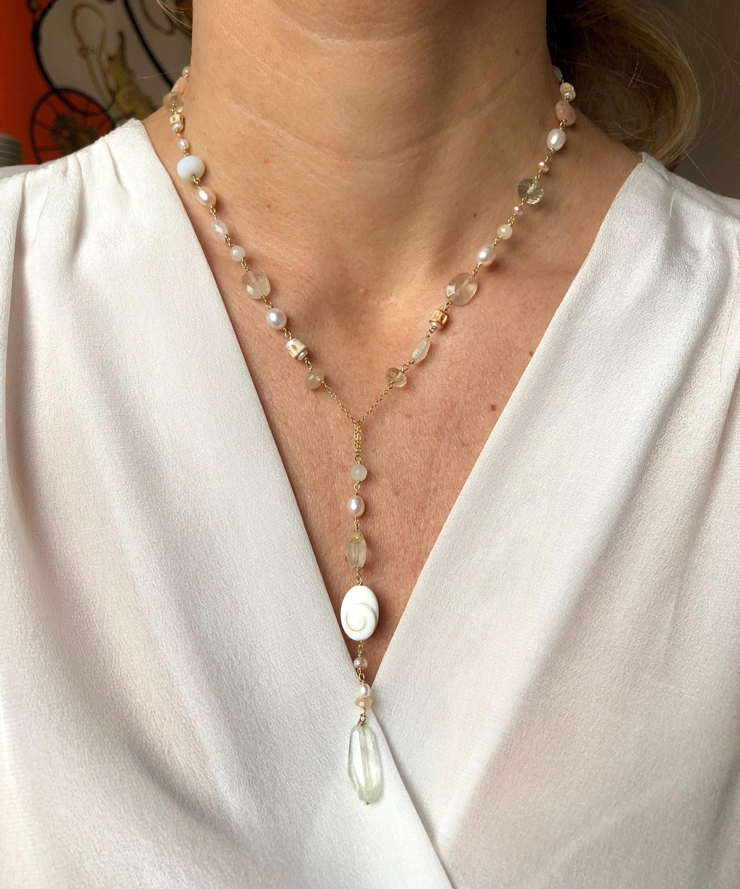 14k Gold Filled Necklace, Gemstone Necklace, Multi Gemstone Jewelry ...