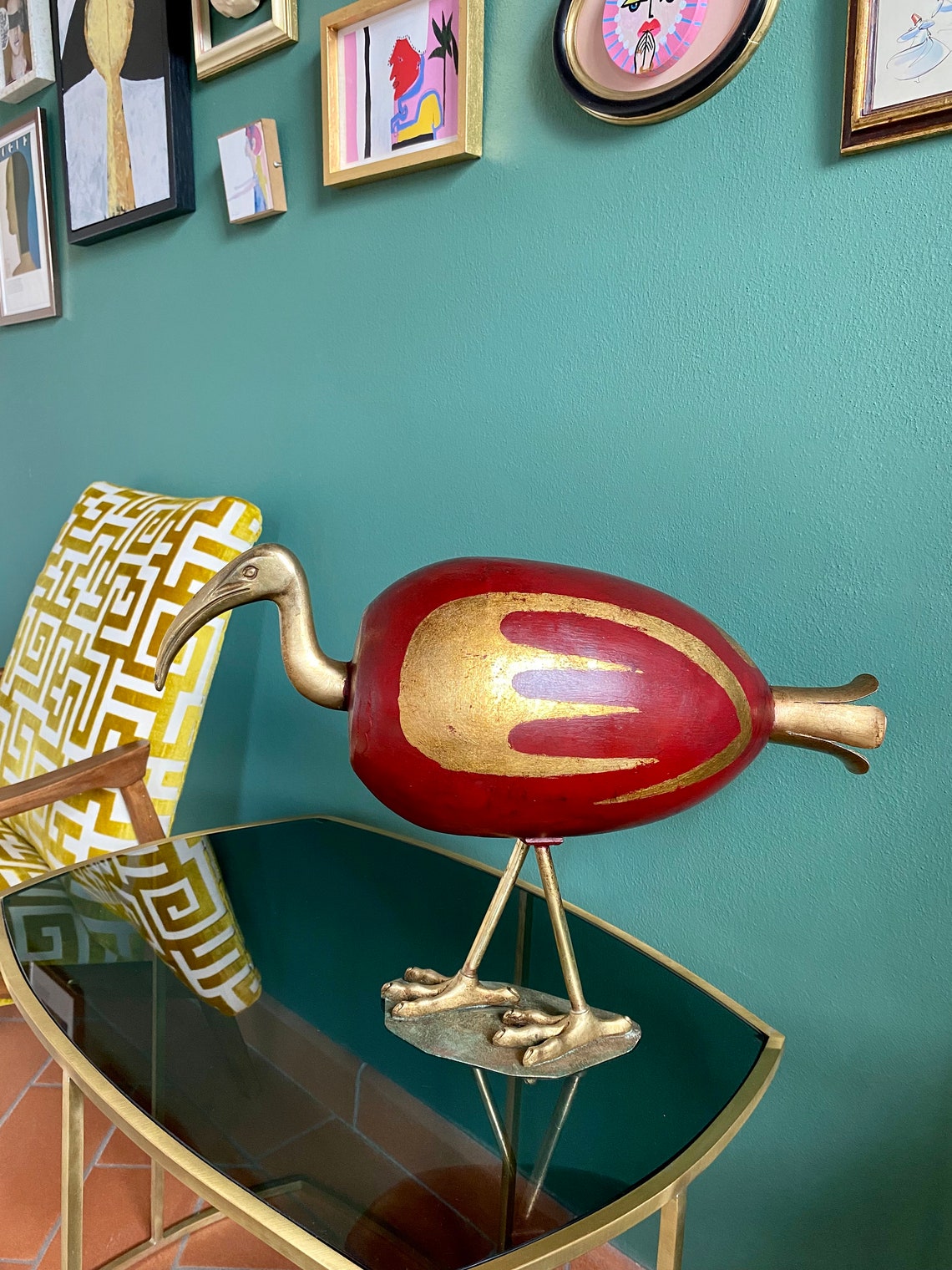 Brass Ibis Bird Statue, Copper Ibis Bird Sculpture, Brass and Copper ...