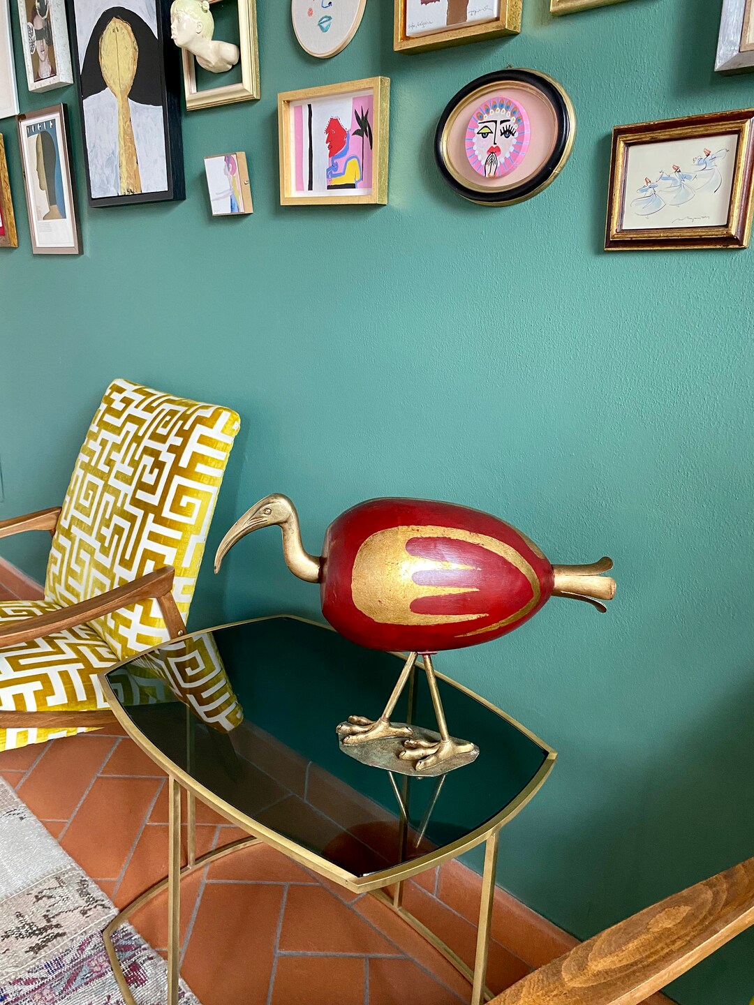 Brass Ibis Bird Statue, Copper Ibis Bird Sculpture, Brass and Copper ...