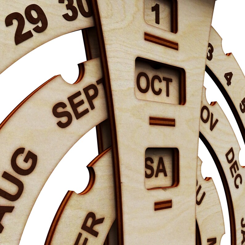 Perpetual calendar vector for CNC svg vector file, vector cut file, cnc ...