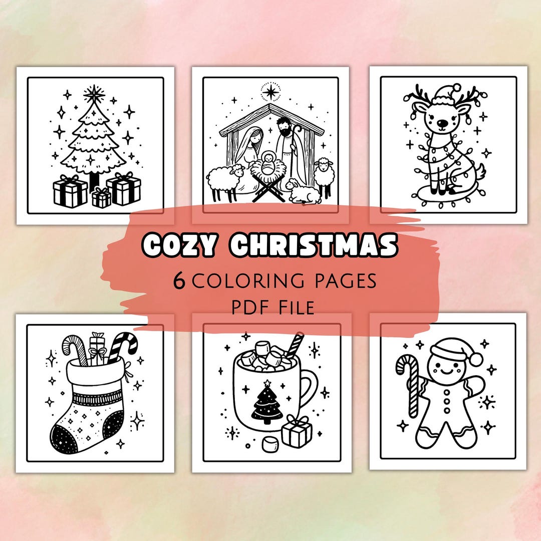 Cozy Christmas Adult Coloring Pages Coloring Books Tree Nativity ...