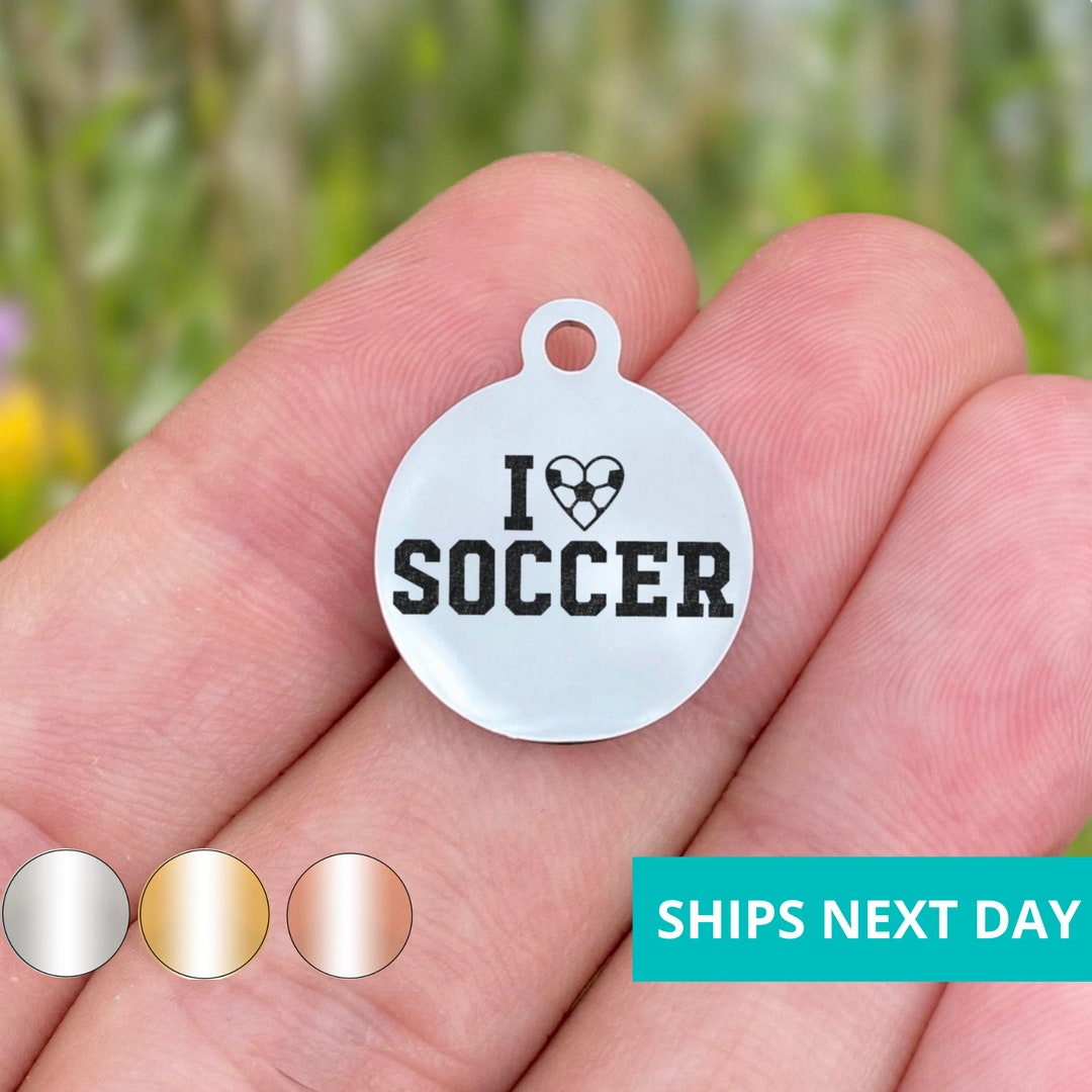 I Love Soccer Charms Custom Engraved Charms Personalized Stainless ...