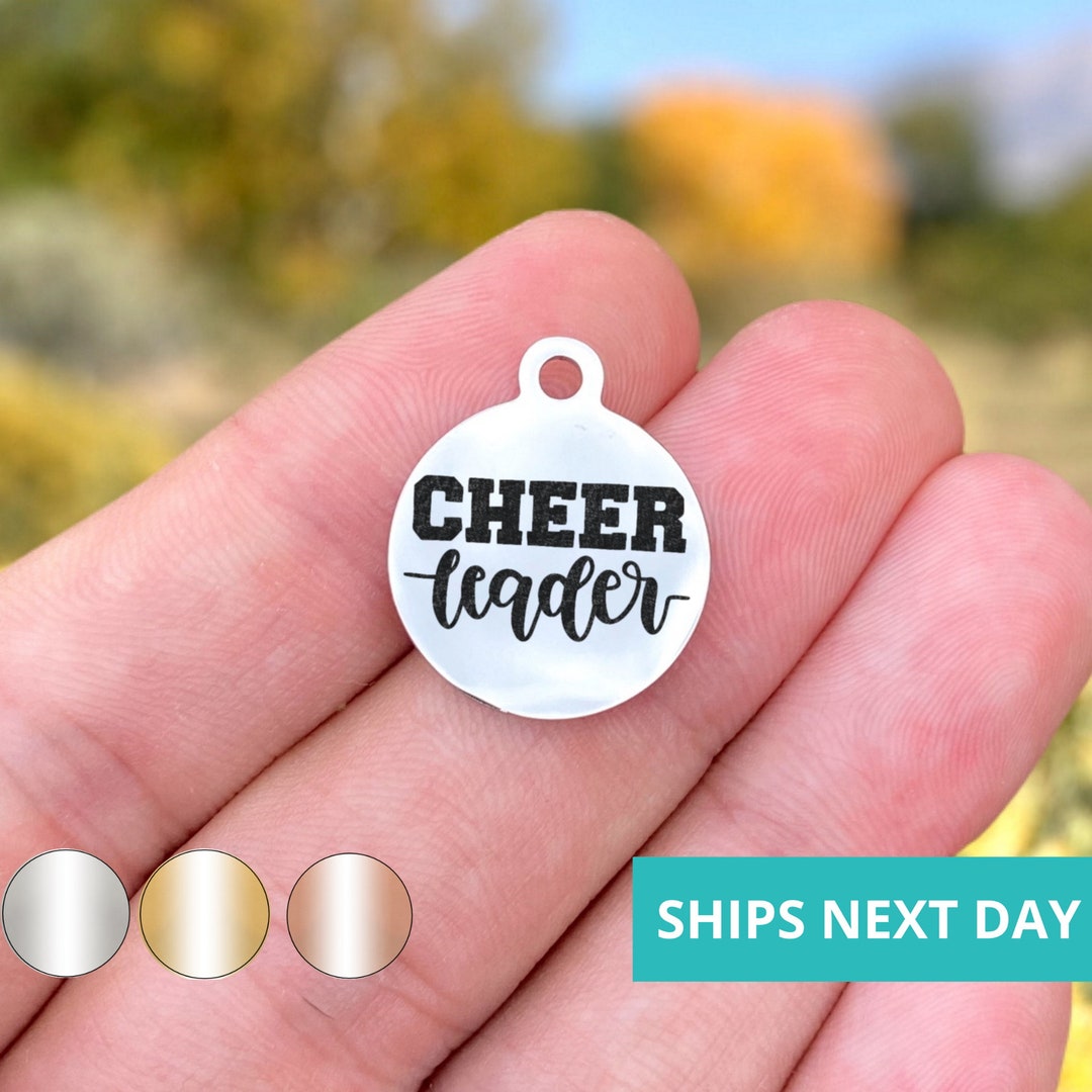 Cheerleader Charms Custom Engraved Charms Personalized Stainless Steel ...