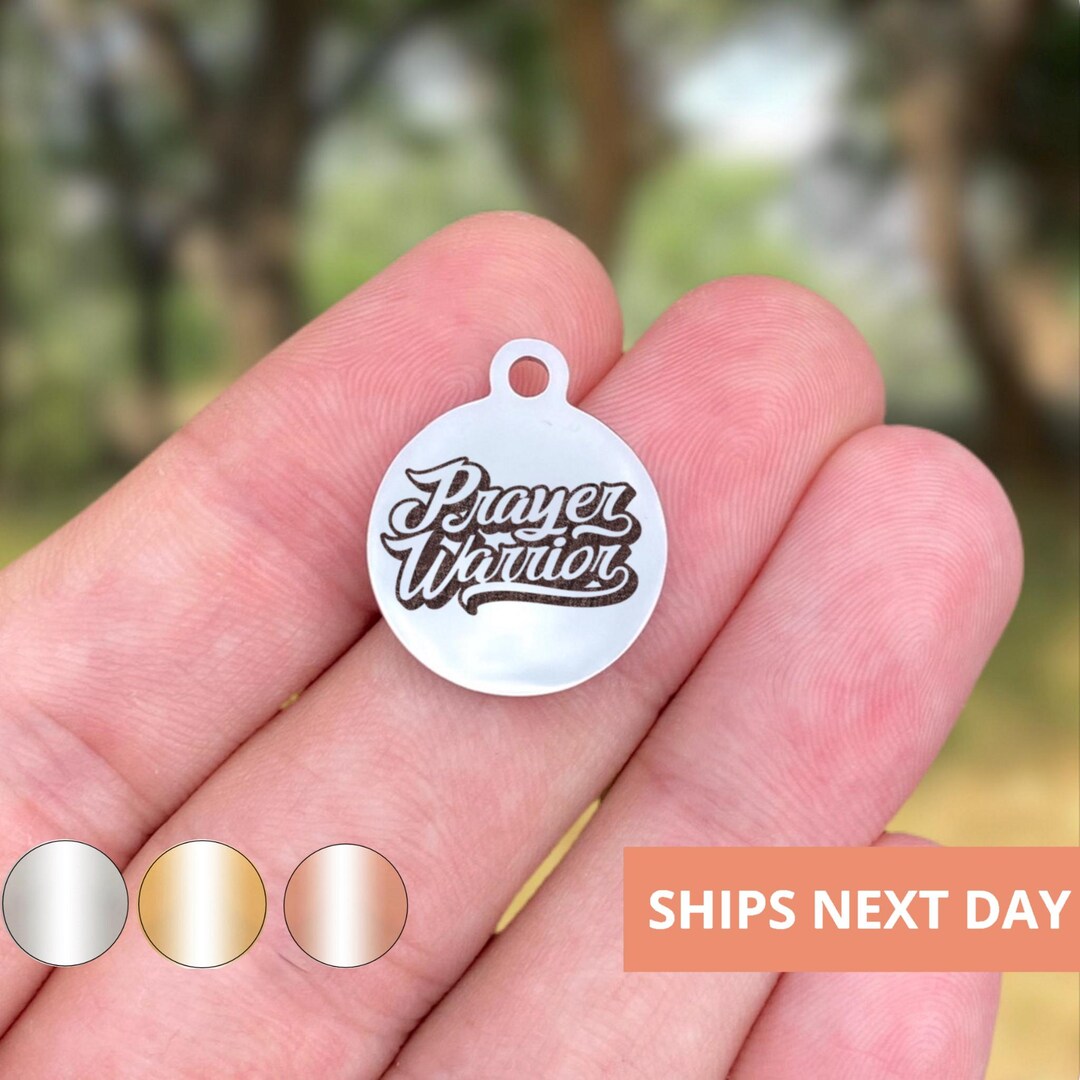 Prayer Warrior Charms Custom Engraved Charms Personalized Stainless ...