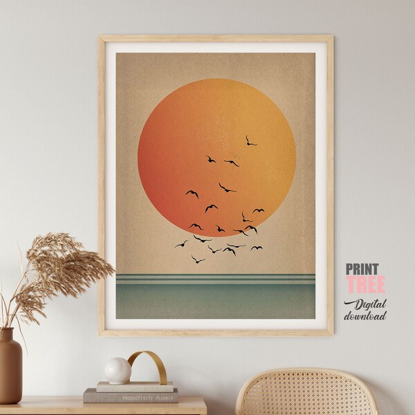 Retro Sunset Print - Etsy