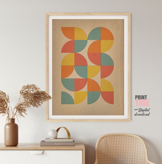 Abstract Minimalist Circle Shapes Poster / Retro Semicircles | Etsy