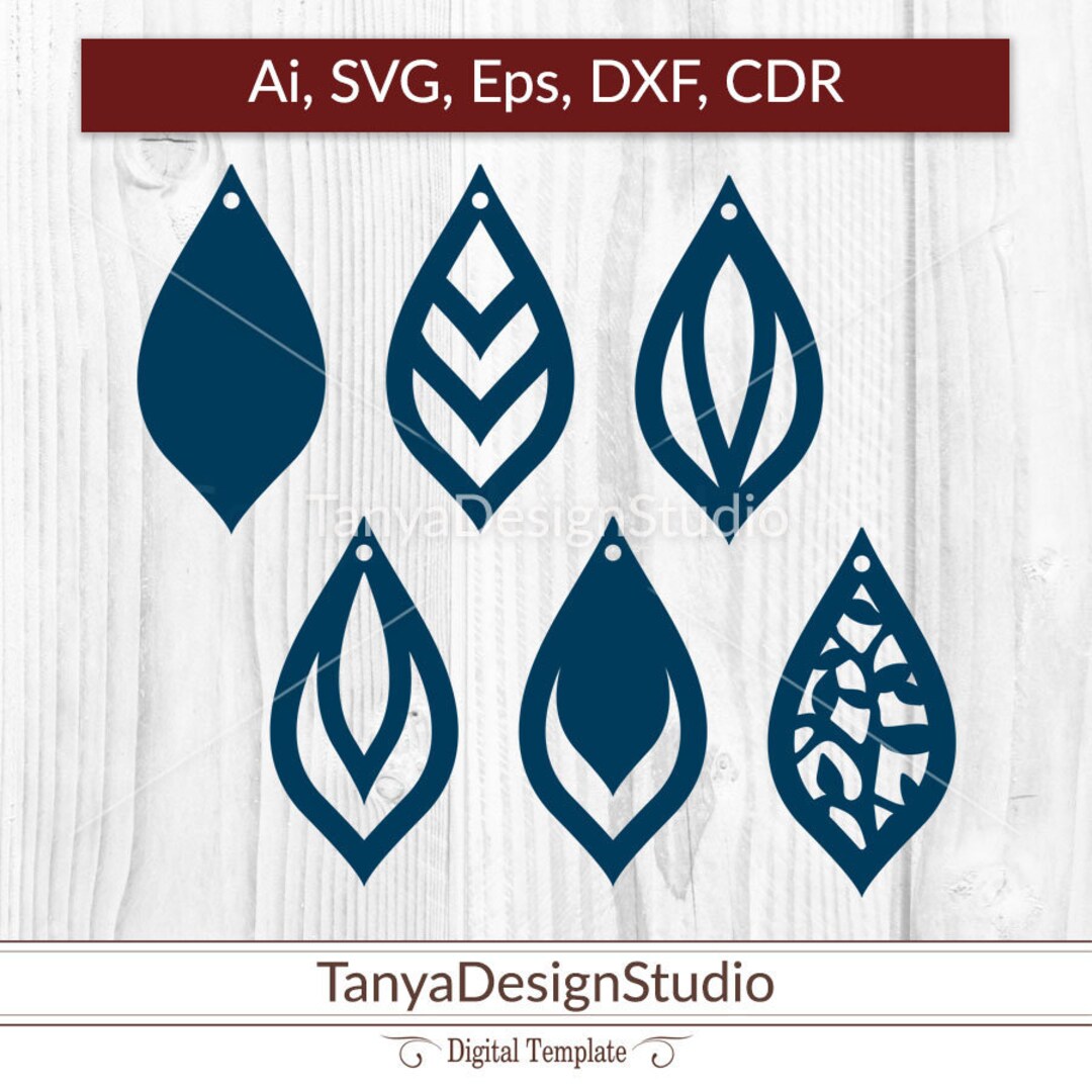 SVG, Ai, CDR, Eps - Leather Wooden Jewellery - Leather Earrings ...