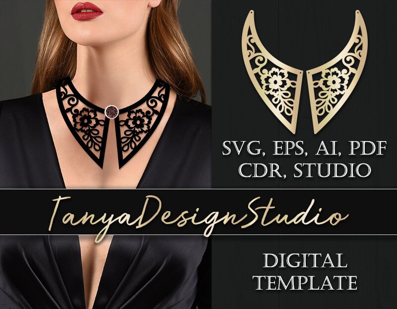 Collar SVG, ai, CDR, eps, pdf Collar corte archivo Joyería de cuero ...