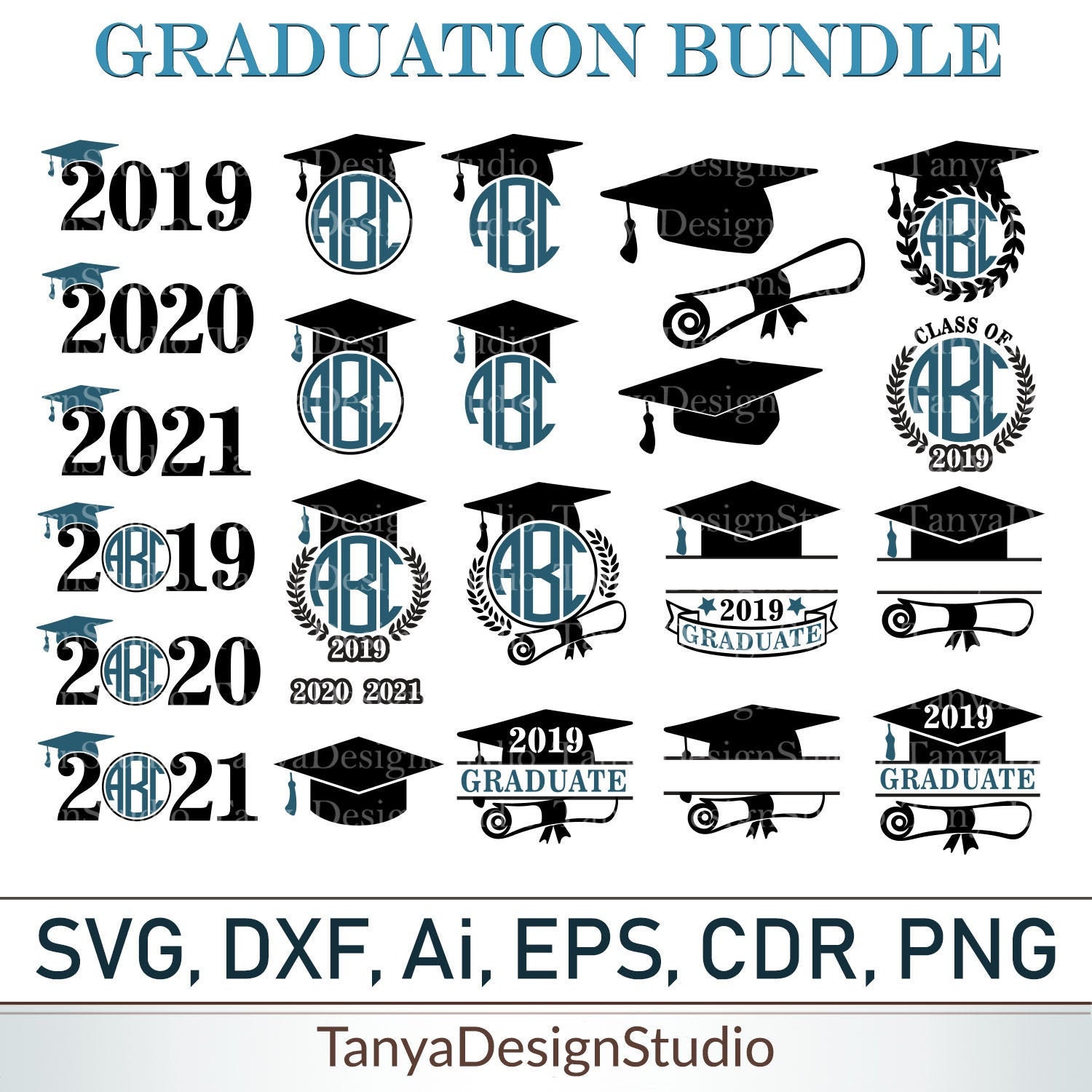 Graduation SVG Bundle Graduate MONOGRAM Svg Graduation Cap - Etsy