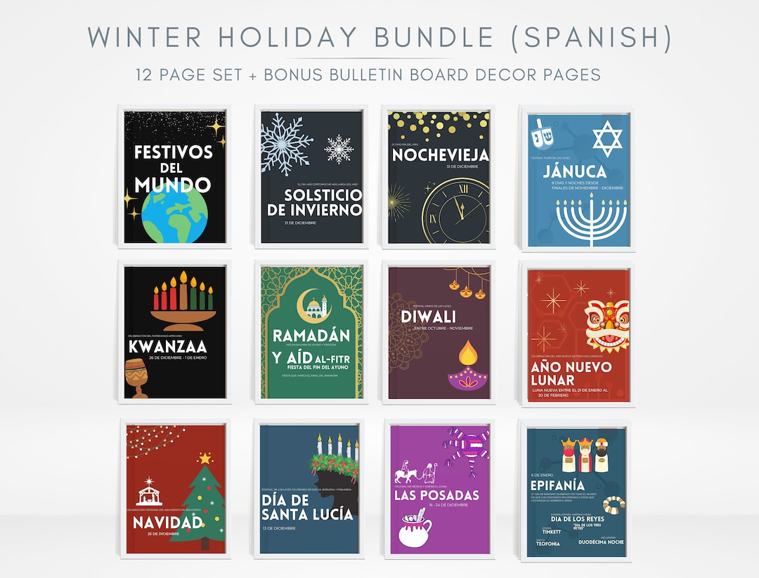 Spanish Holidays Around the World Printables/winter Holiday Bulletin ...