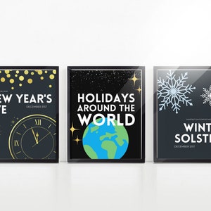 Holidays Around the World Poster Set: Winter Holiday Bulletin Board ...