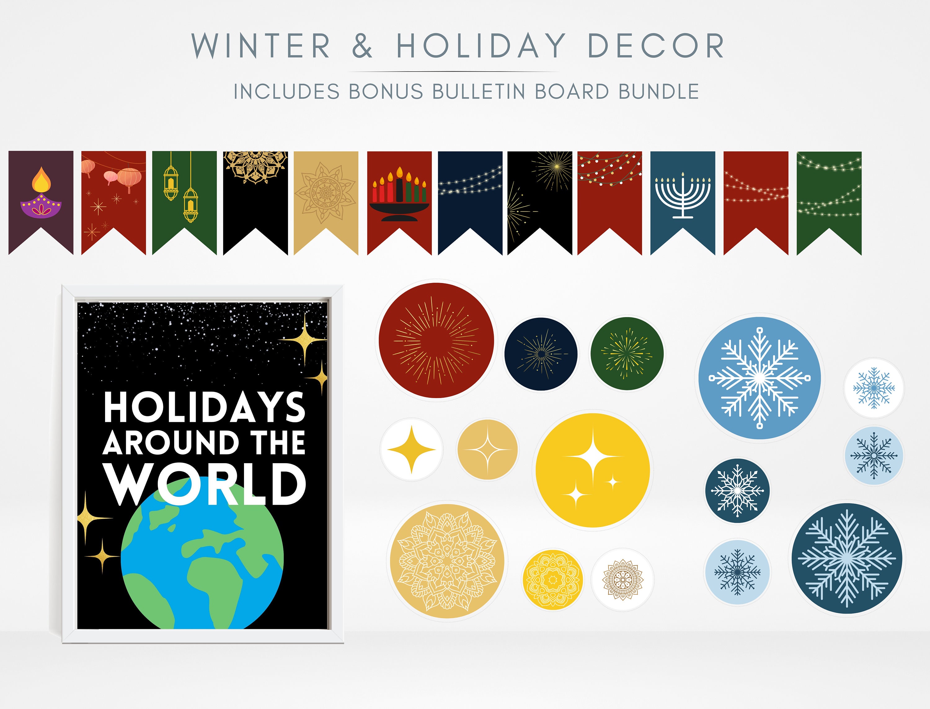 Holidays Around the World Poster Set: Winter Holiday Bulletin Board ...