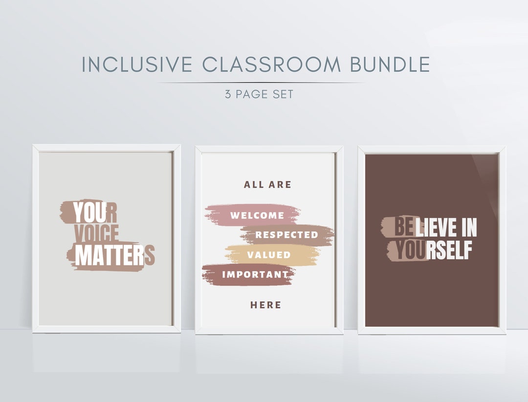 Inclusive Classroom Decor Set of 3 \ All Are Welcome Wall Art ...