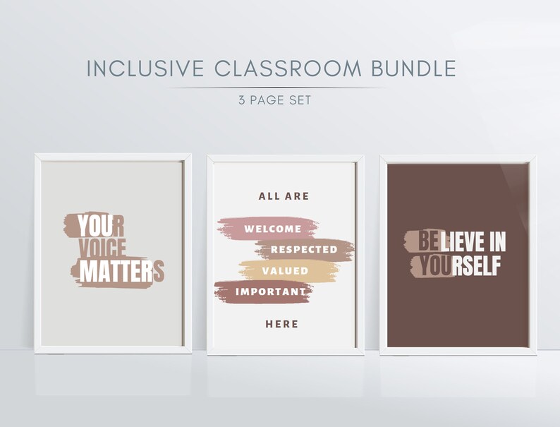 Inclusive Classroom Decor Set of 3 \ All Are Welcome Wall Art ...