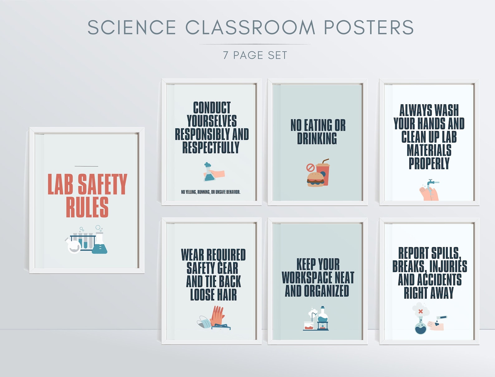 Science Classroom Lab Safety Posters / High School, Middle School ...
