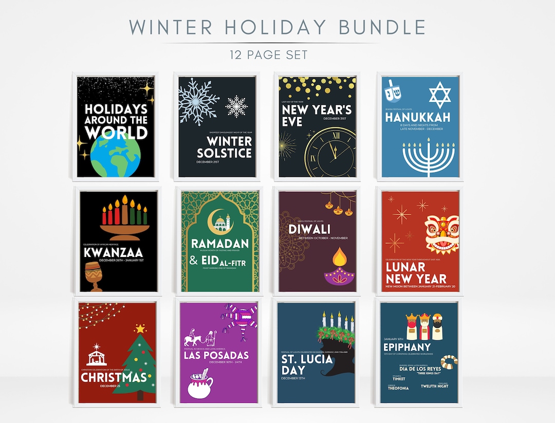 Holidays Around the World Poster Set: Winter Holiday Bulletin Board ...