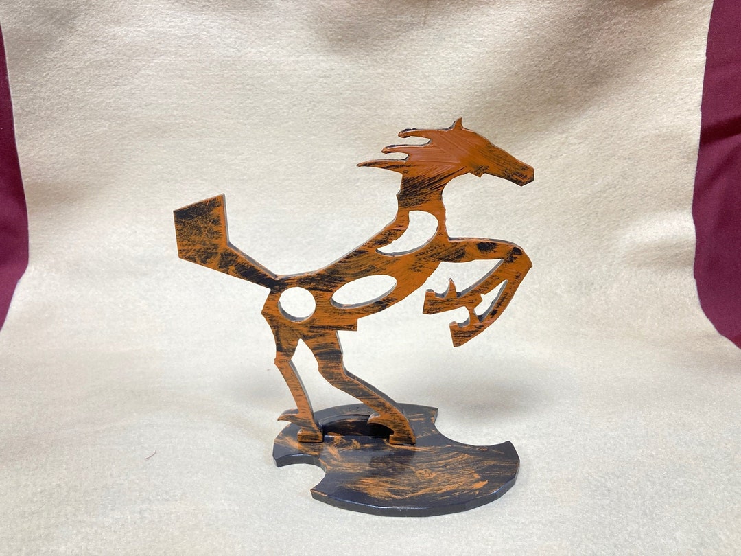 Rearing Pinto Horse Sculpture by Ironbearmarine Polychrome Steel ...