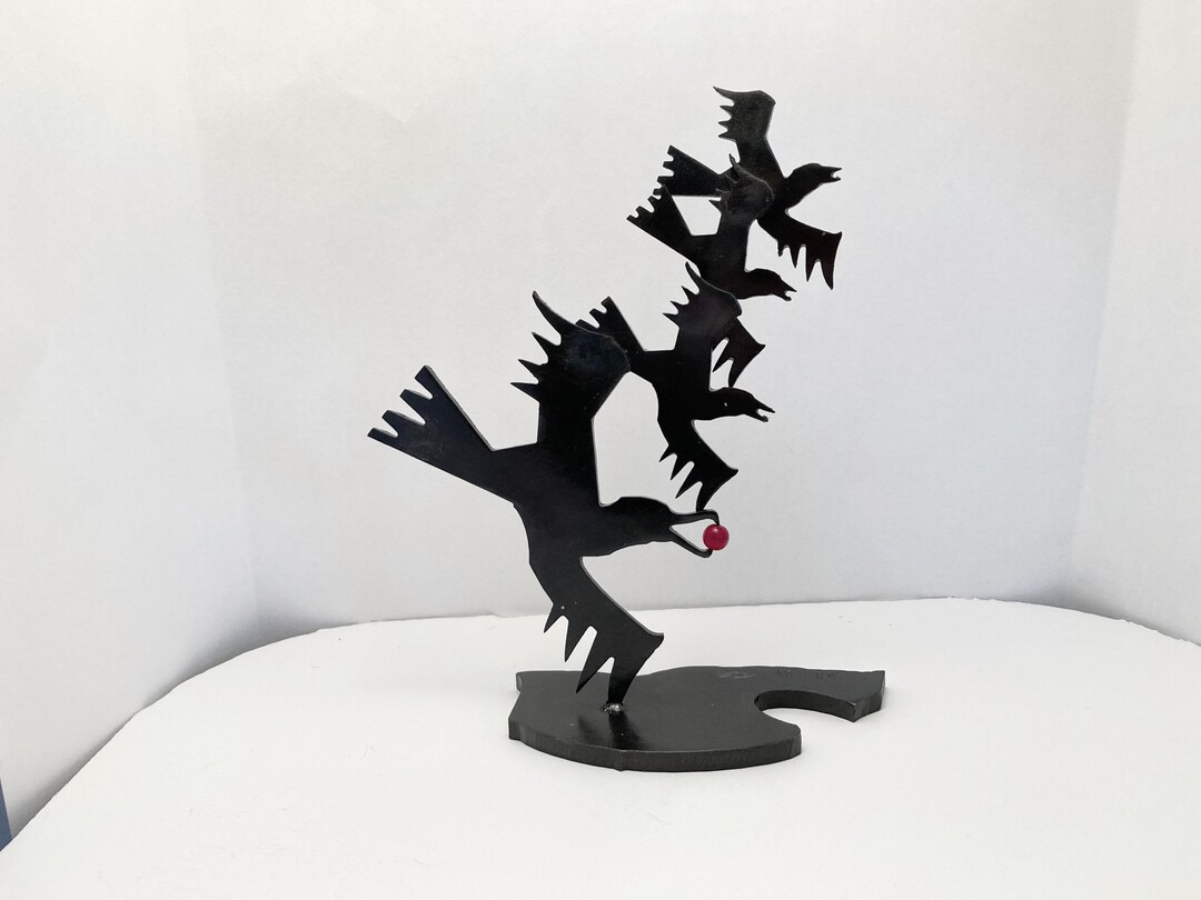 Raven Sculpture Halloween Decor Flock of Ravens #3 by Ironbearmarine ...