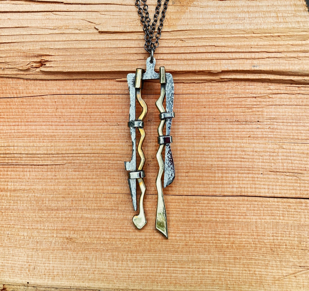 Brutalist Necklace Unique Father's Day Gift "bruextelle" Mixed Metal ...