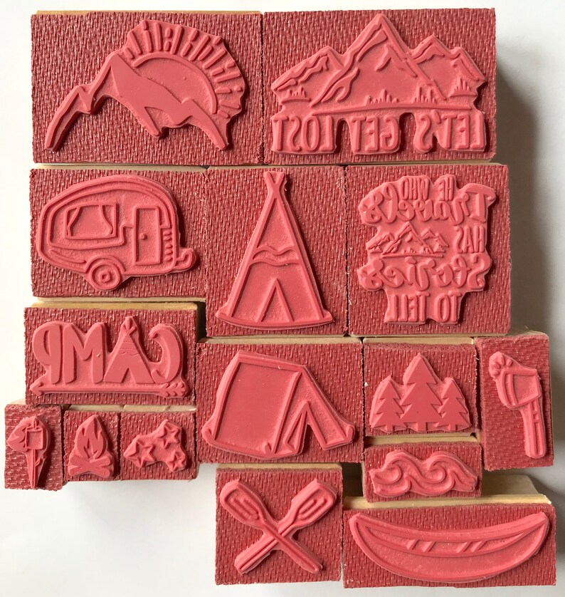 Camping Rubber Stampscamping Summer Rubber Stamps | Etsy