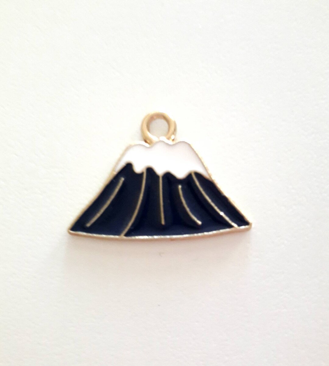 1 Volcano Charm, Mount Fuji, Gold-plated Metal, Enamel Colors - Etsy
