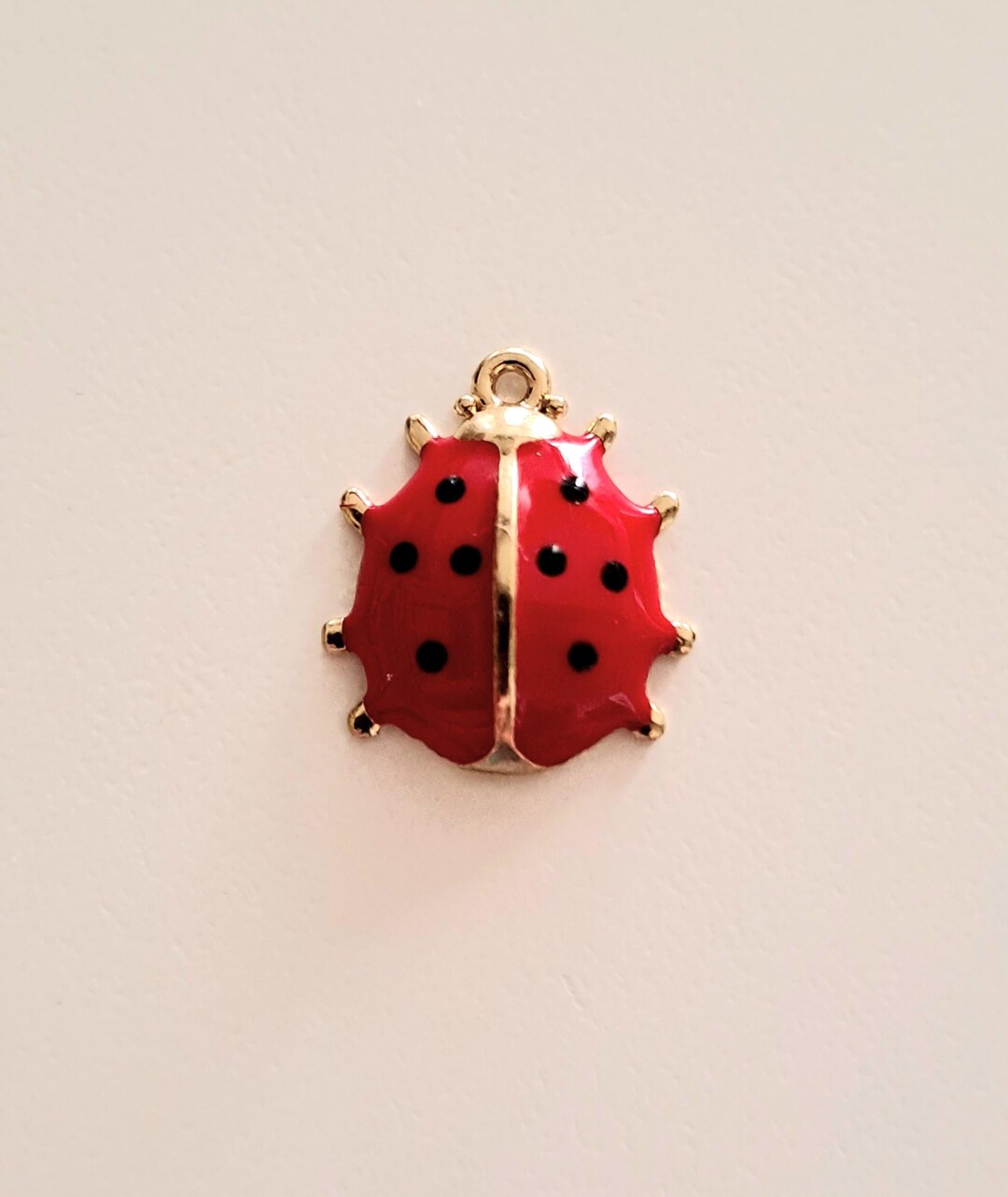 1 Enameled Ladybug Pearl Charm 15 X 15 Mm Gold-plated Edges and Back - Etsy