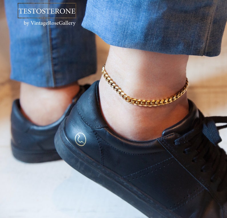 Gold Chain Anklet for Men 7mm Gold Anklet for Men Mens - Etsy UK